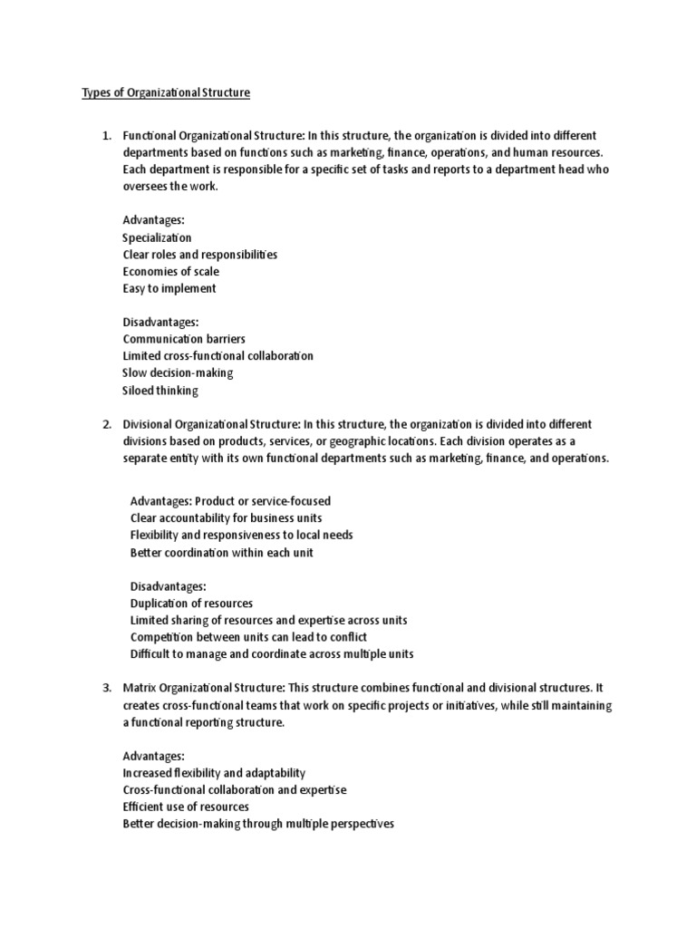 Types of Organizational Structure | PDF | Organizational Structure ...