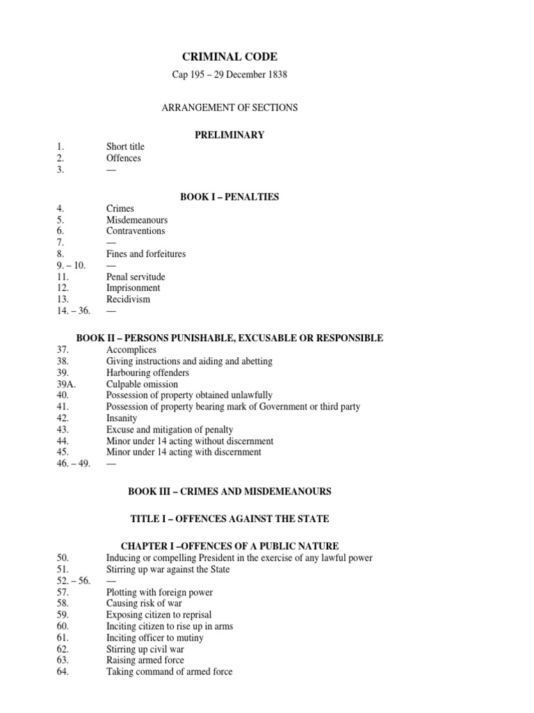 Mauritius Criminal Code | PDF | Treason | Crimes