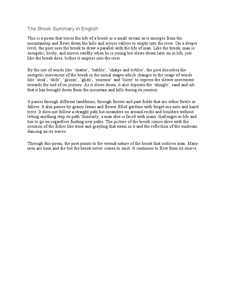 The Brook Summary in English | PDF