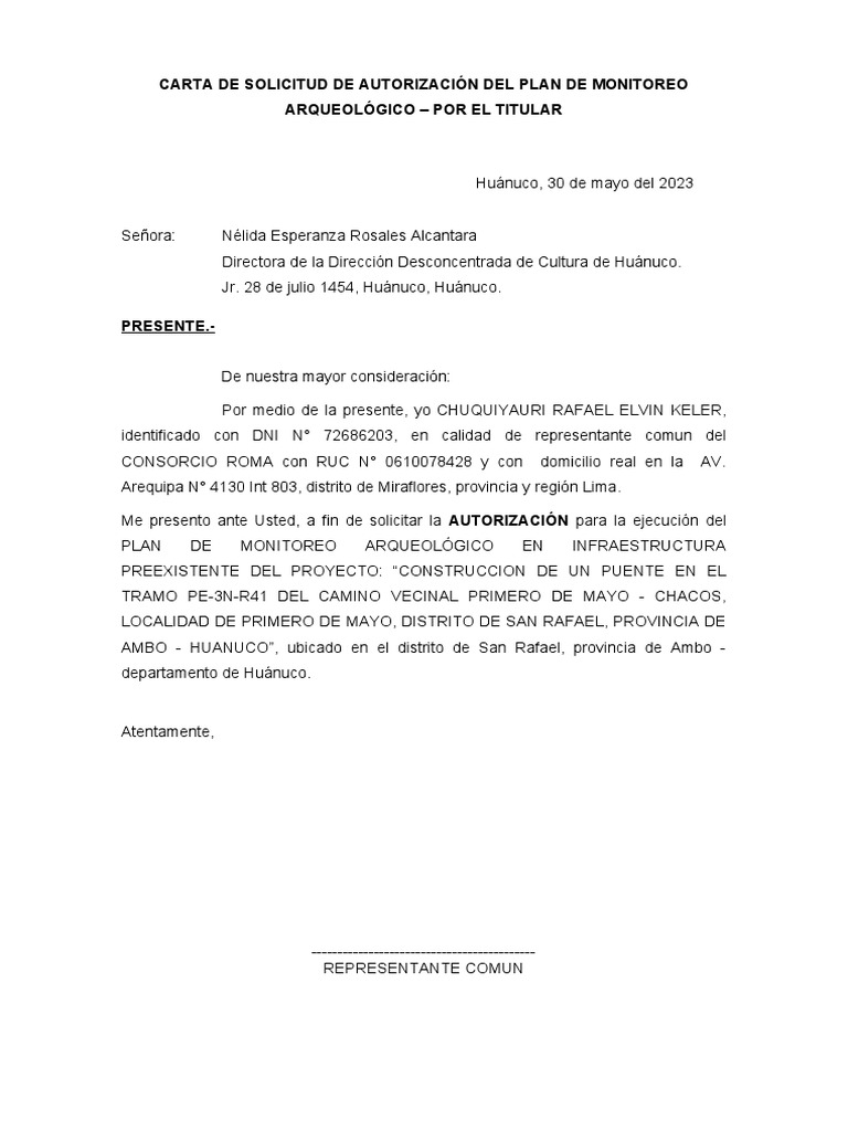 Carta de Solicitud de Autorizacion Por Titular | PDF