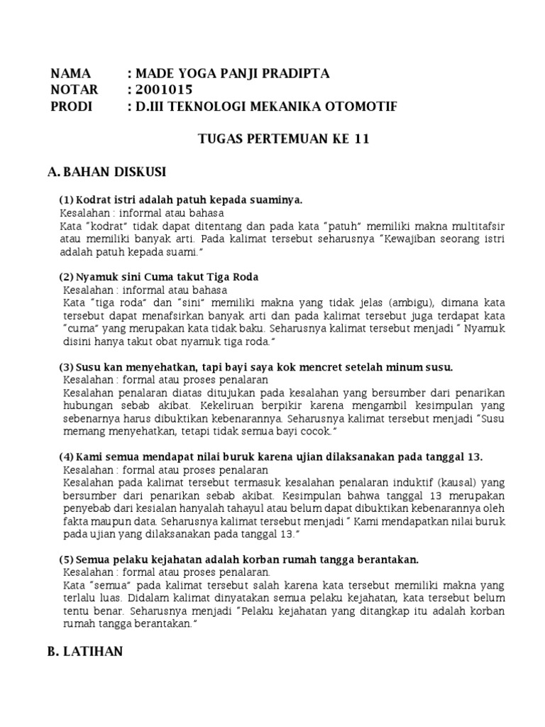 Bahasa Indonesia - Made Yoga Panji Pradipta - 2001015 - TMO | PDF