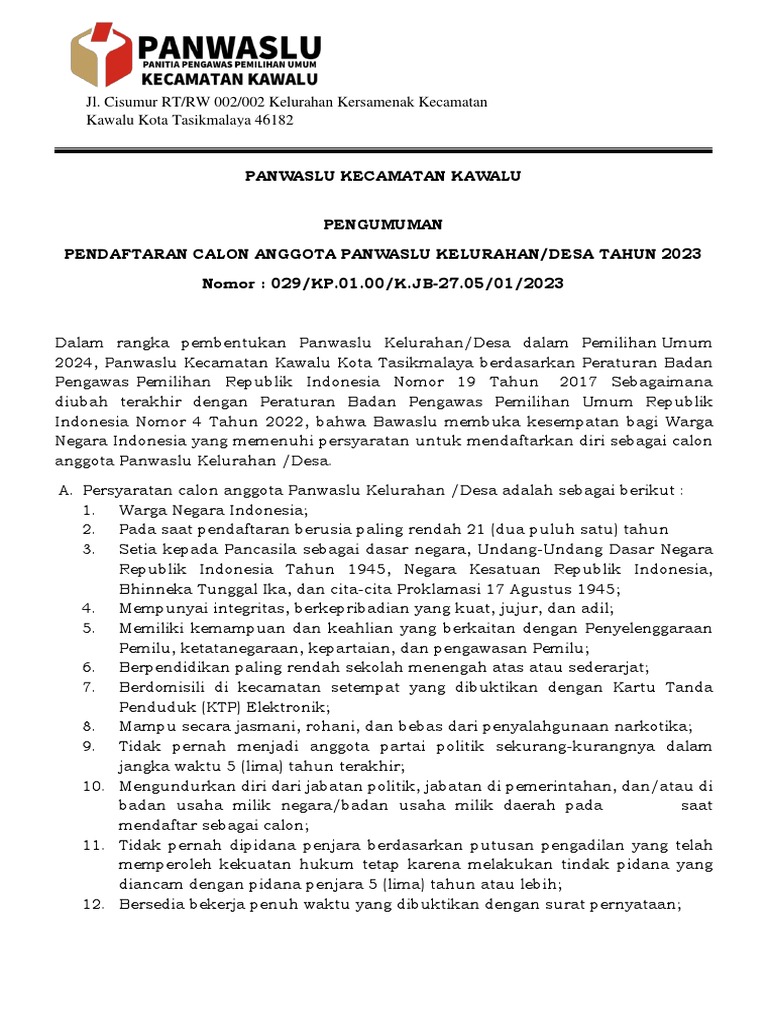 Pengumuman Rekrutmen PKD | PDF | Hukum