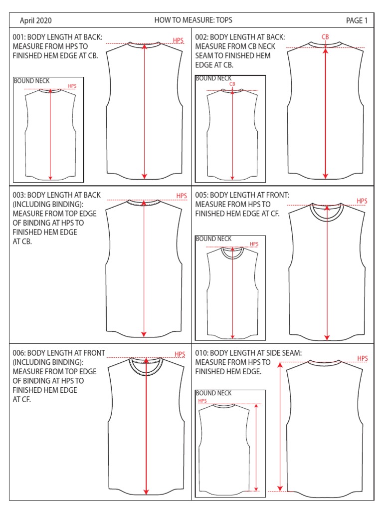 How To Measure - Tops - 4.6.20 (8-19-2020) | PDF | Seam (Sewing) | Knitting