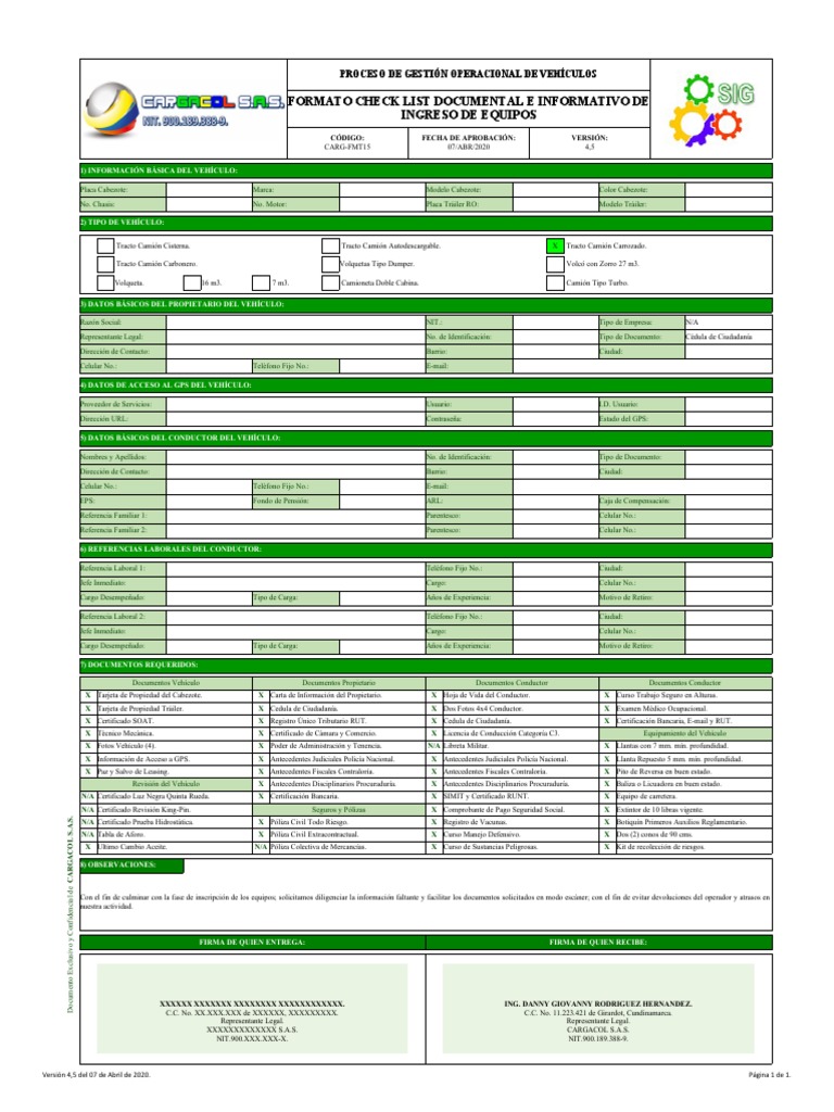 Formato Check List Documental e Informativo 04-Feb-2021 Ok | PDF ...