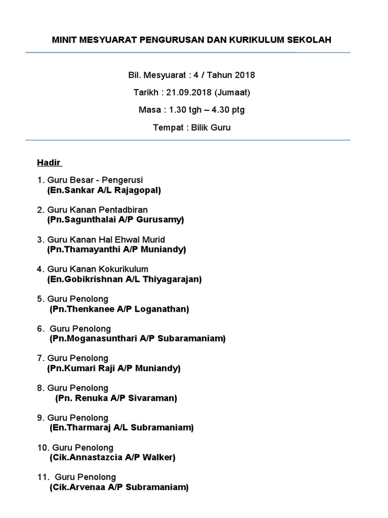 MINIT MESYUARAT PENGURUSAN 4 (2) | PDF