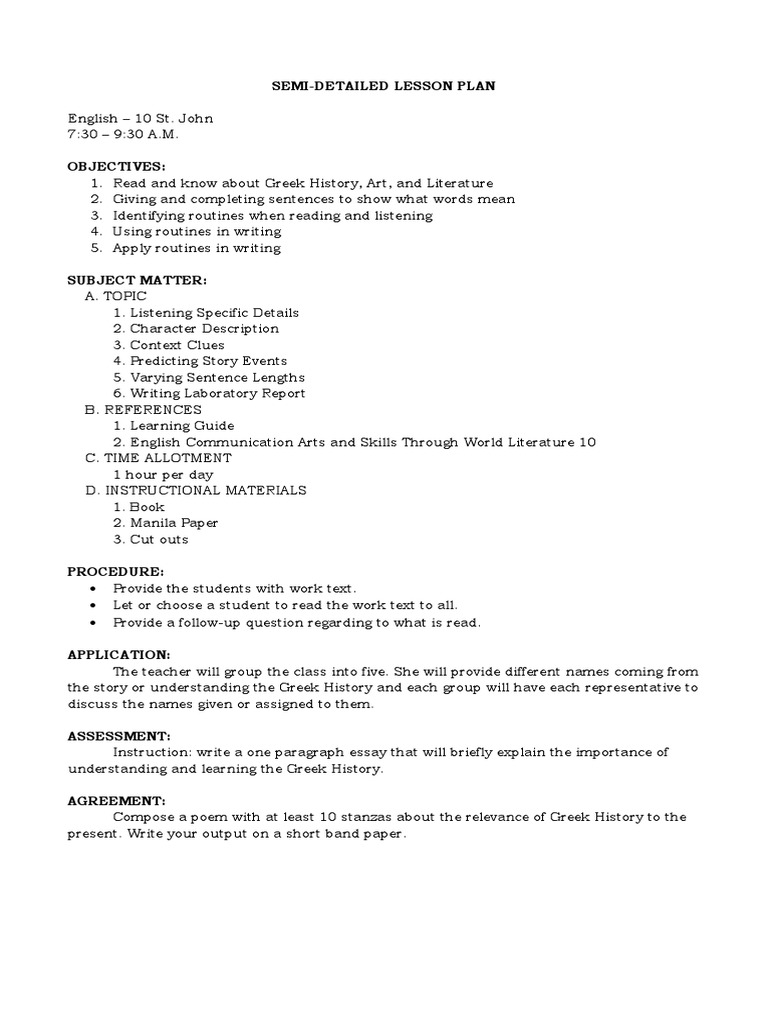 Semi-Detailed Lesson Plan | PDF | Reason | Deductive Reasoning
