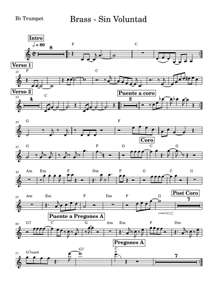 Sin Voluntad-Trompeta | PDF