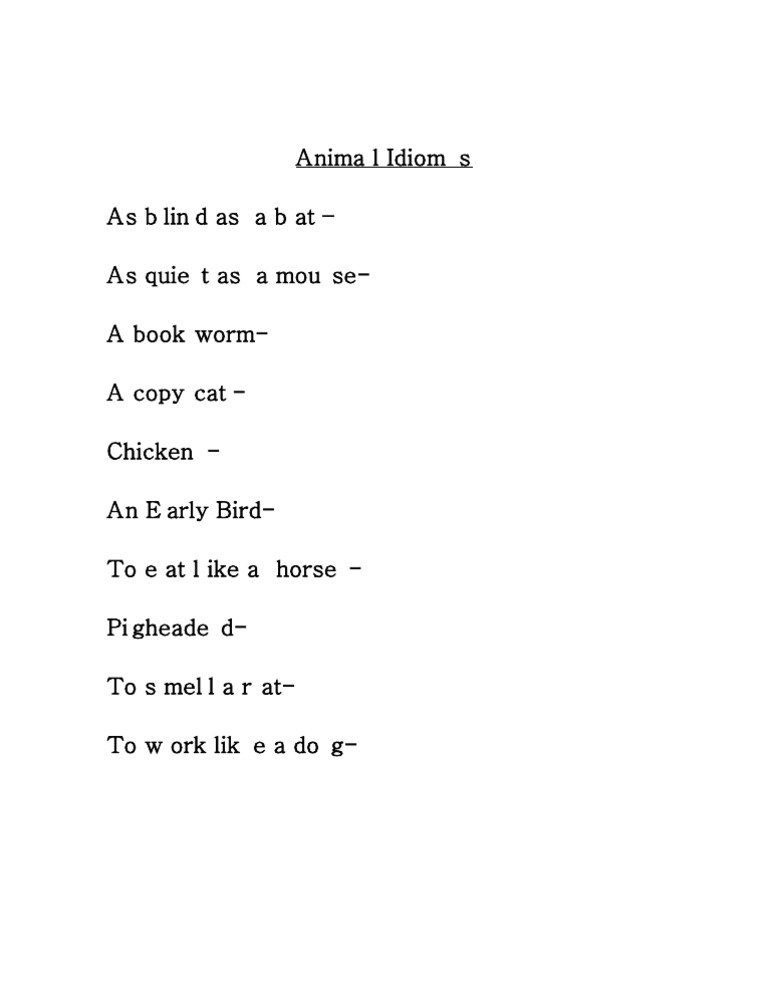 Animal Idioms | PDF | Mystery, Thriller & Crime Fiction