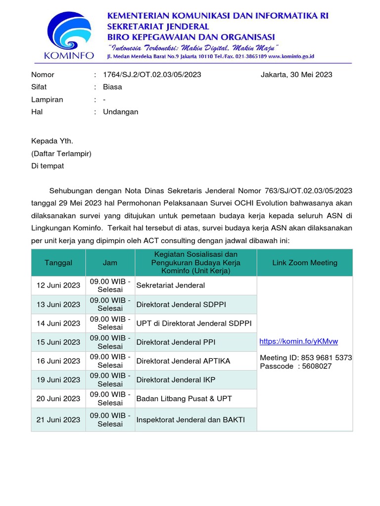 Undangan Sosialisasi Dan Pengisian Survei - TTE | PDF Undangan Sosialisasi Dan Pengisian Survei - TTE | PDF