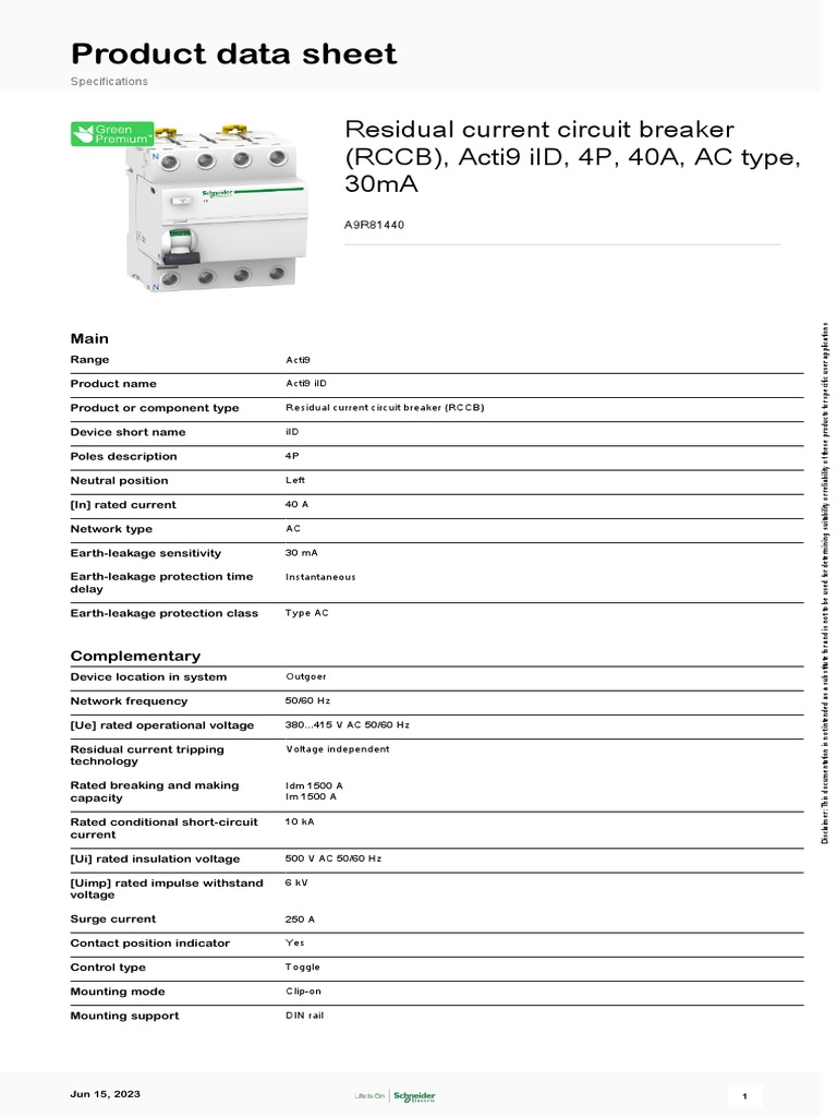 Acti9 iID - A9R81440 | Download Free PDF | Alternating Current | Electronics