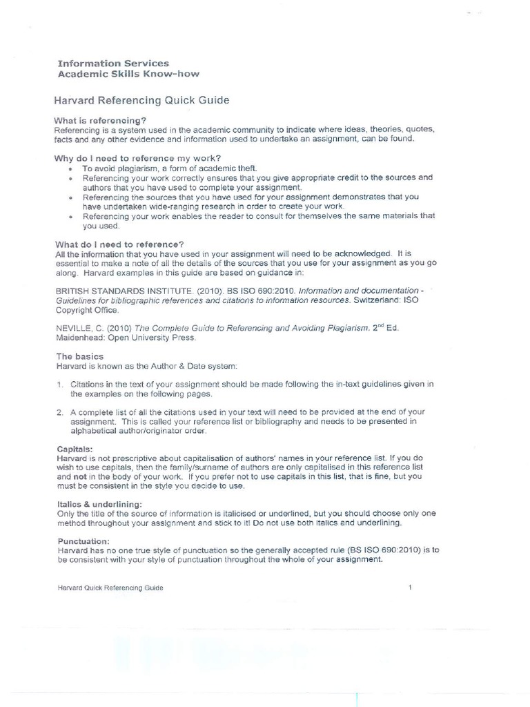 Harvard Referencing Quick Guide | PDF