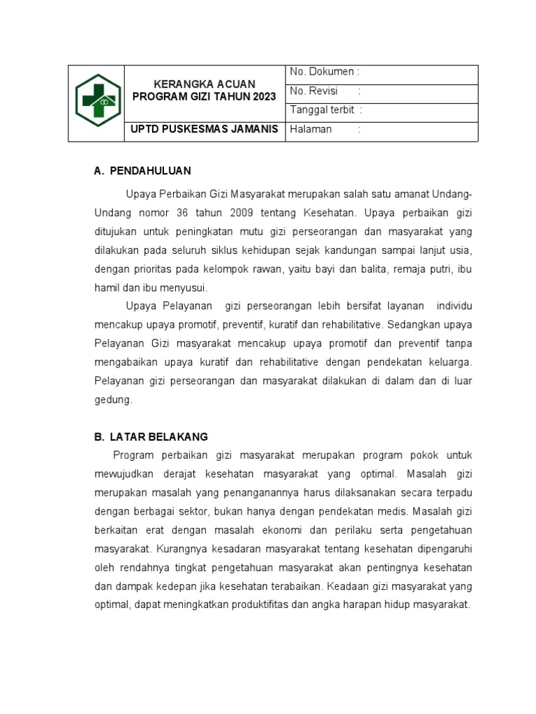 KAK PROGRAM GIZI 2023.fix | PDF