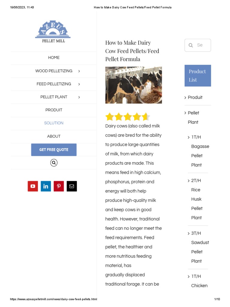 How To Make Dairy Cow Feed Pellets - Feed Pellet Formula | PDF | Animal ...