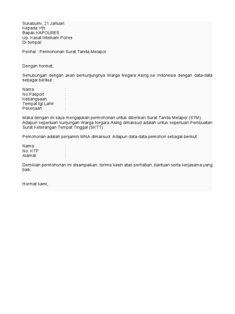 Surat Permohonan STM Ck1 | PDF