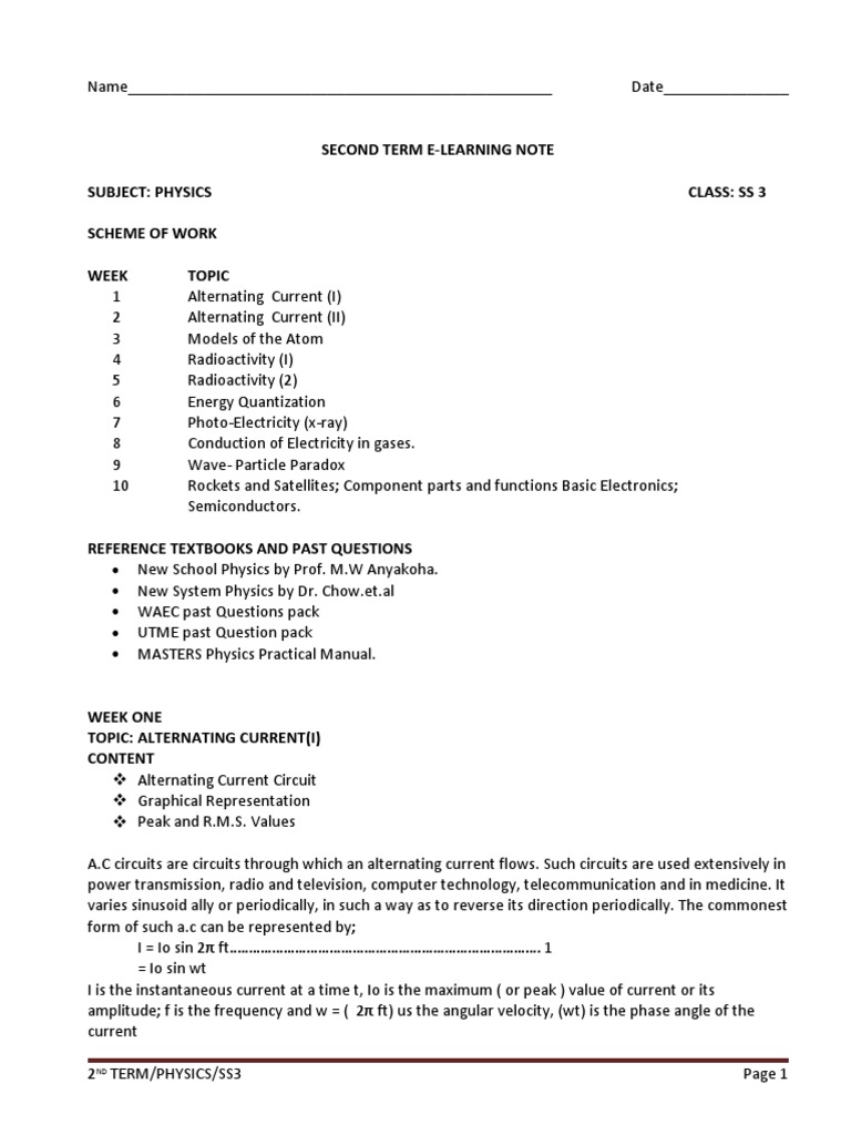 2ND Term Physics PDF | PDF | Radioactive Decay | Nuclear Physics