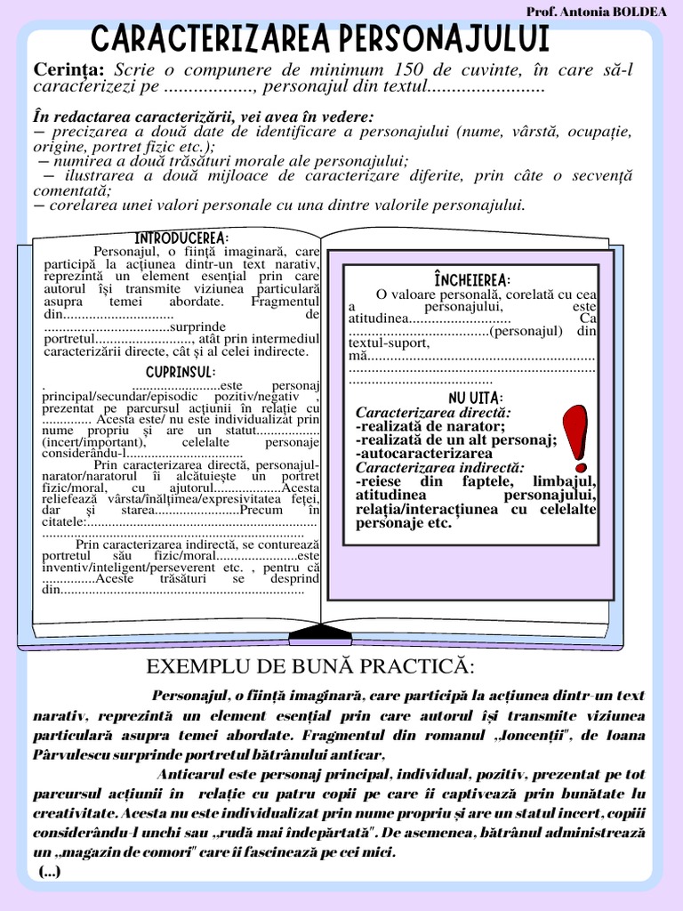 Caracterizarea Unui Personaj