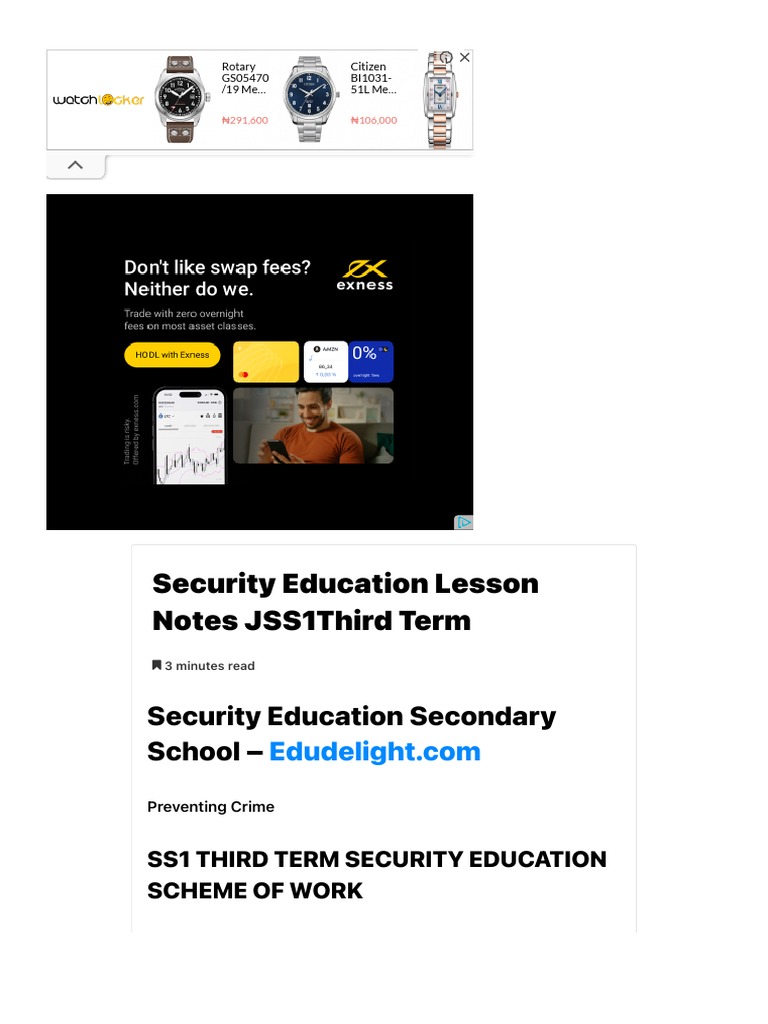 JSS1 Term 3 Security Education Guide | PDF | Crime & Violence | Crimes