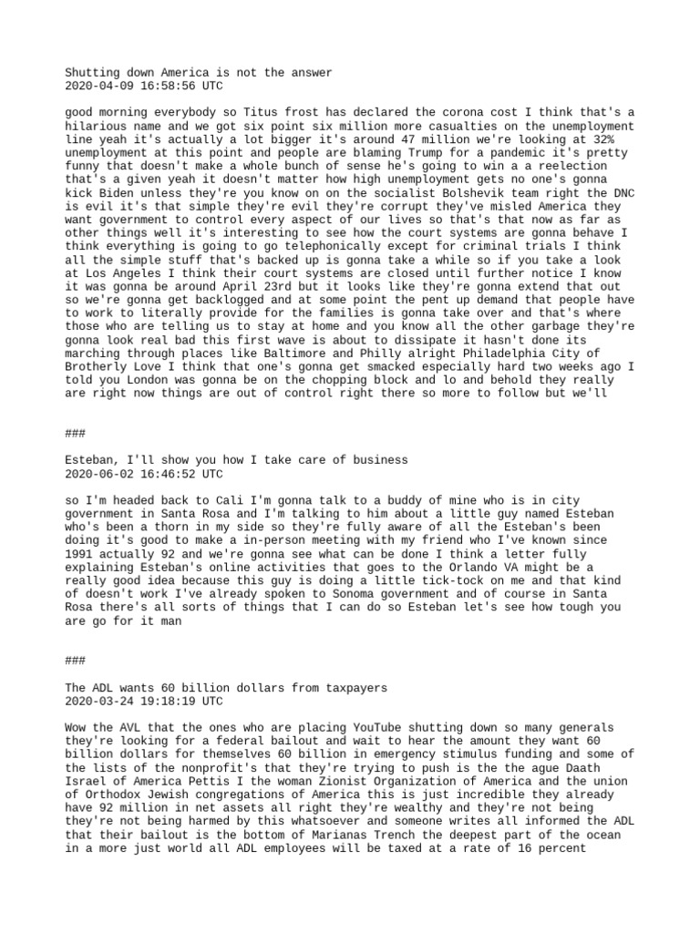 Thomas Schoenberger All His Videos-Transcript | PDF | Wiki Leaks | Crucifixion Of Jesus