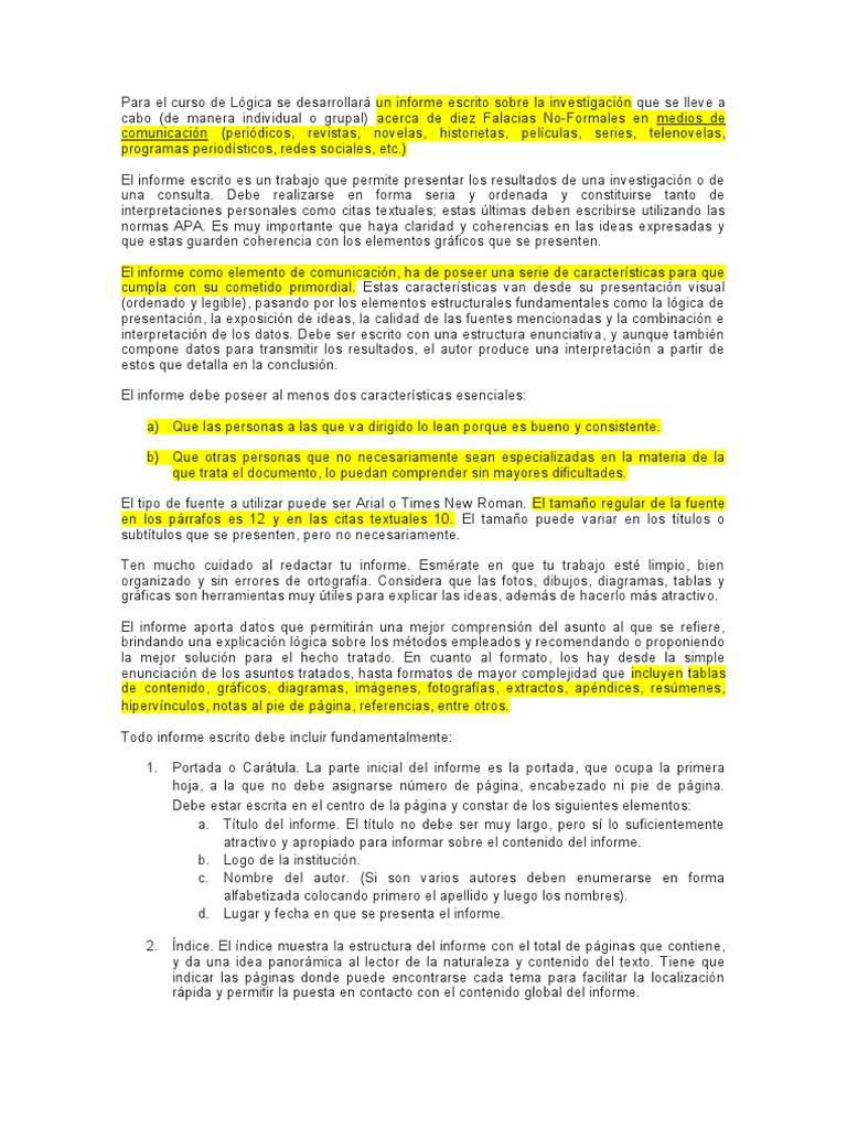 Informe Escrito para Investigación | PDF