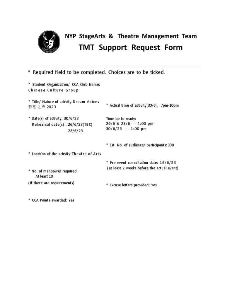 TMT - Support Request Form | PDF