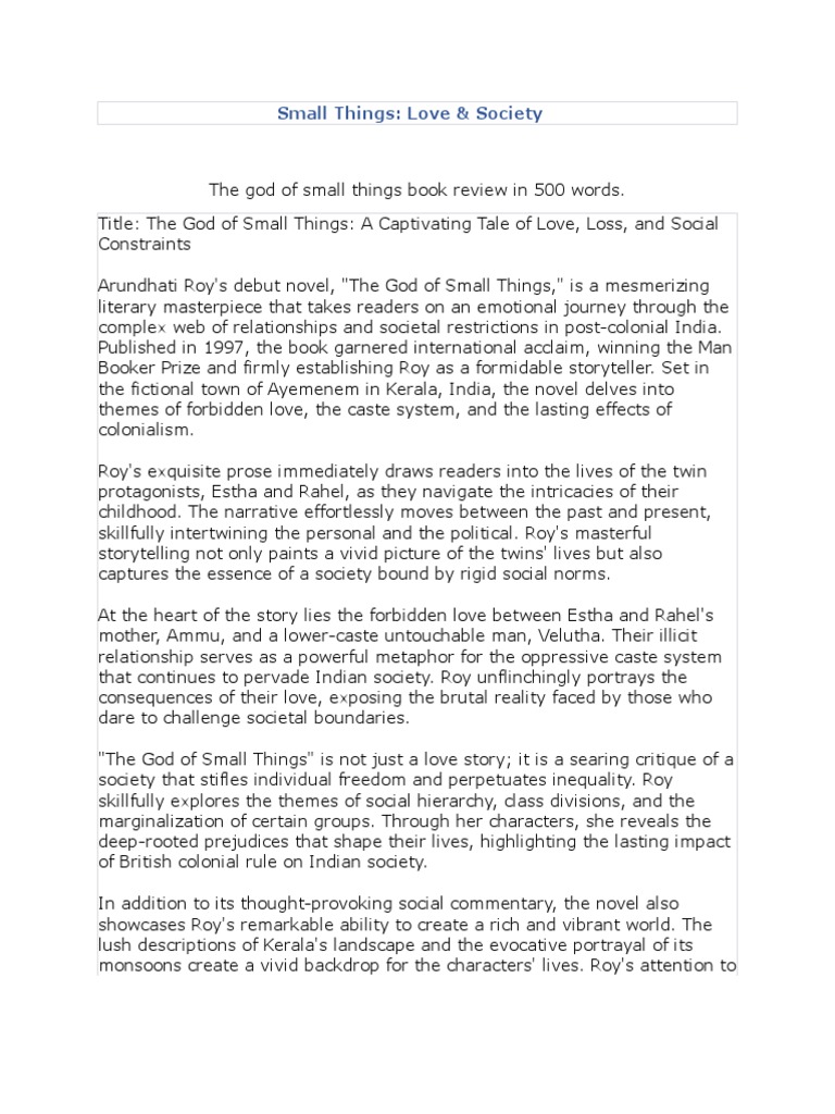 The God of Small Things | PDF