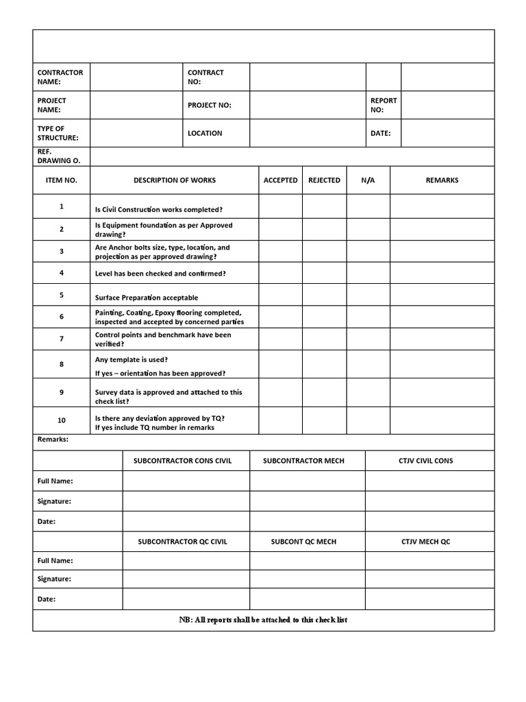Check List Handover Rev.0 | PDF | Home & Garden | Technology & Engineering