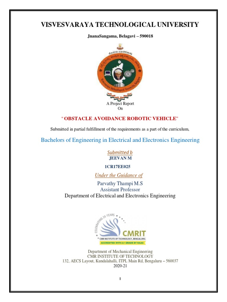 PR3264 Obstacle Avoidance Robotic Vehicle Using Ultrasonic Sensor and Arduino Controller Jeevan ...