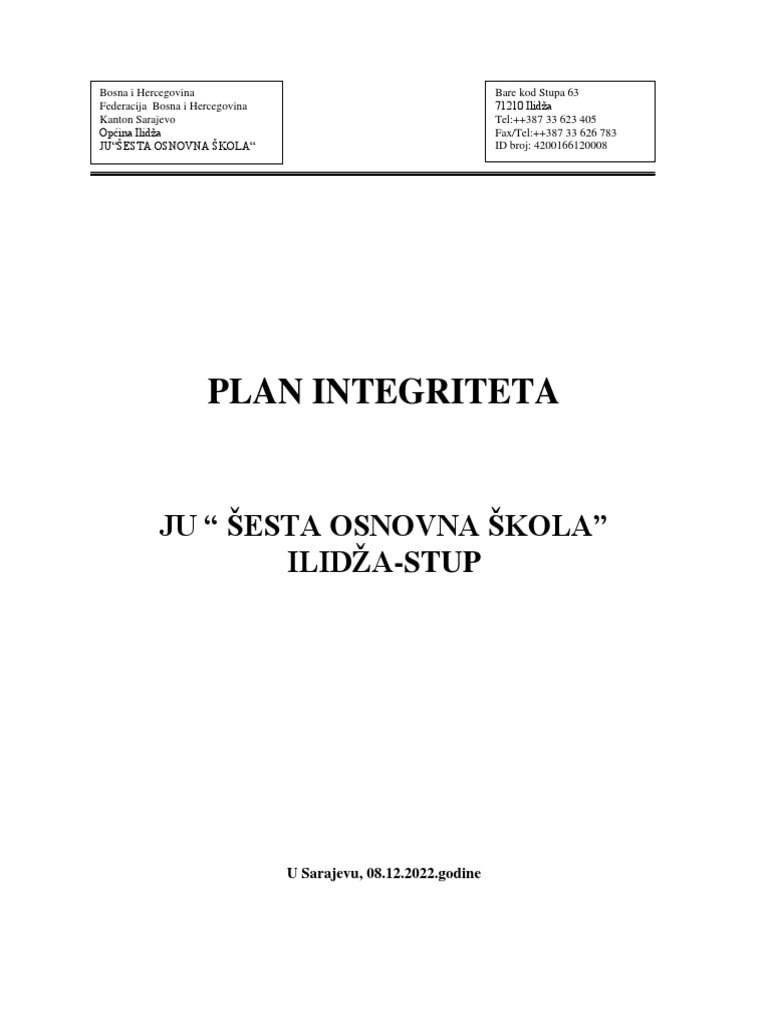 Plan Integriteta-2 | PDF