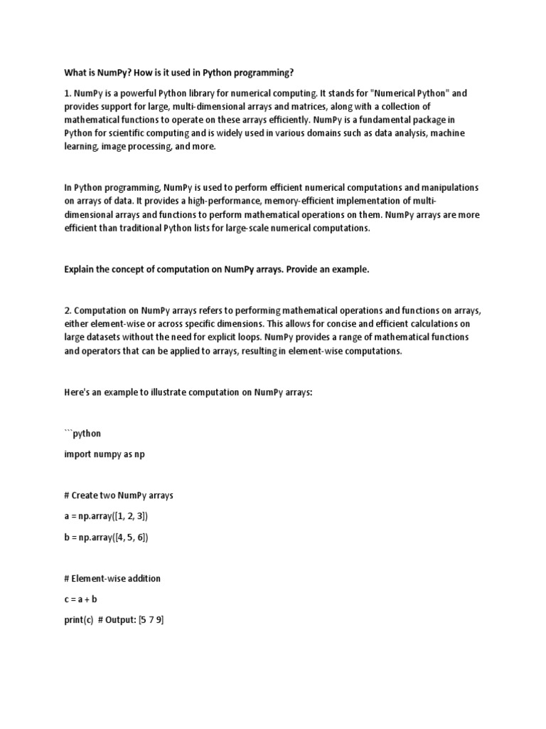 Mod 3 Numpy Ds Pdf Computer Programming Computing