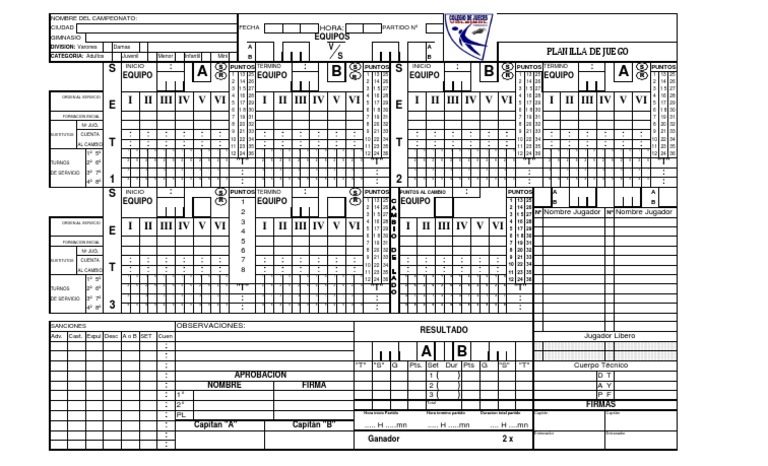Planilla de Voleibol 3 Set | PDF