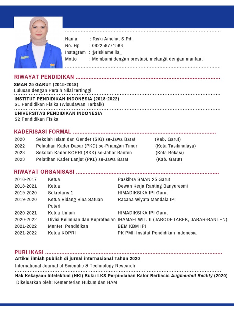 CV Pmii Riski Amelia | PDF