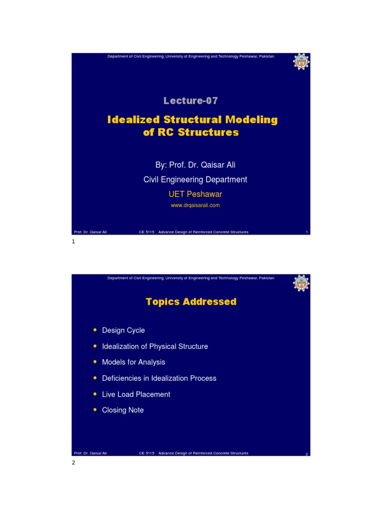 Idealized Modeling of RC Structures | PDF | Beam (Structure) | Bending