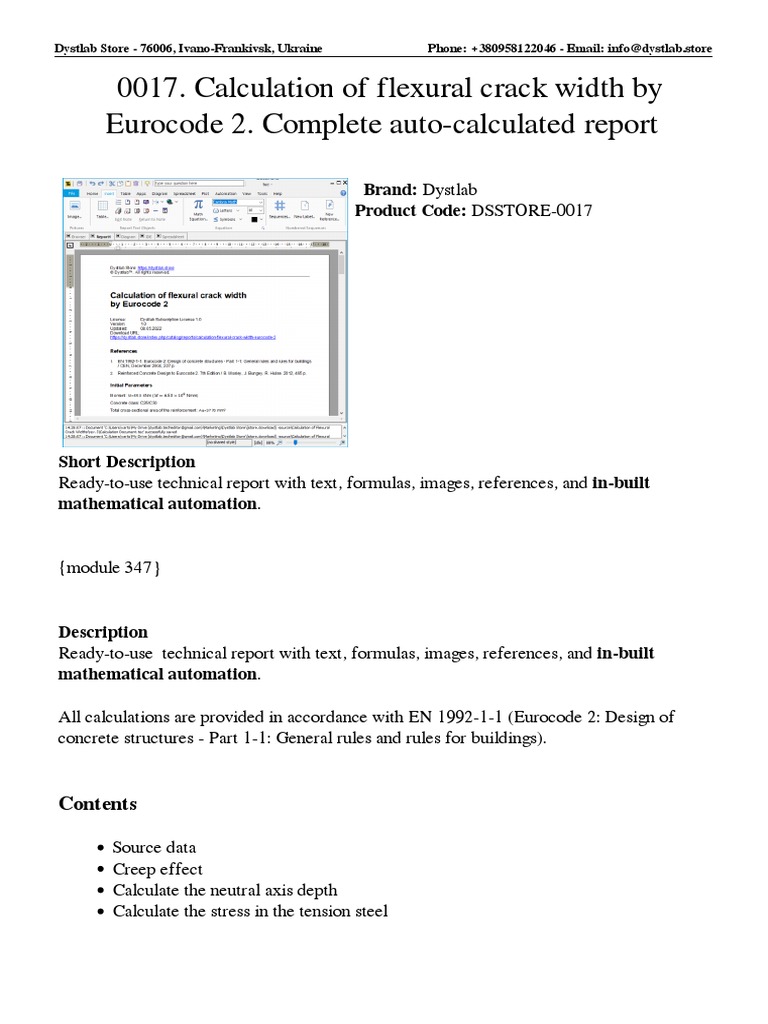Calculation of Flexural Crack Width by Eurocode 2 | PDF