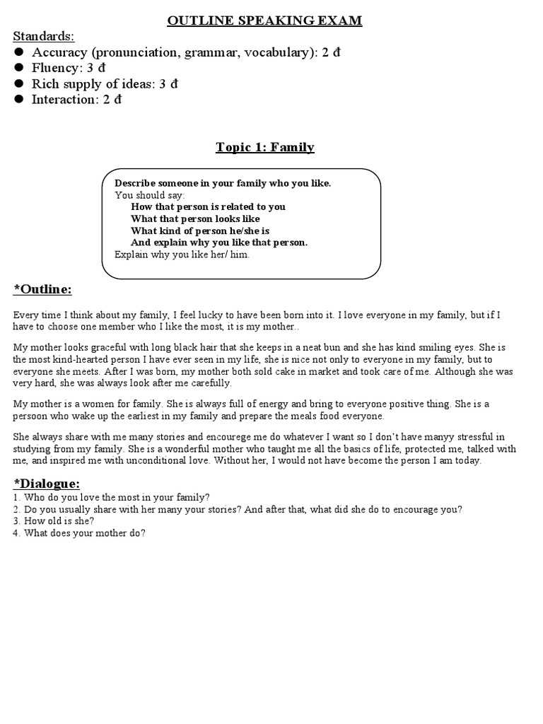 Outline Speaking Exam | PDF