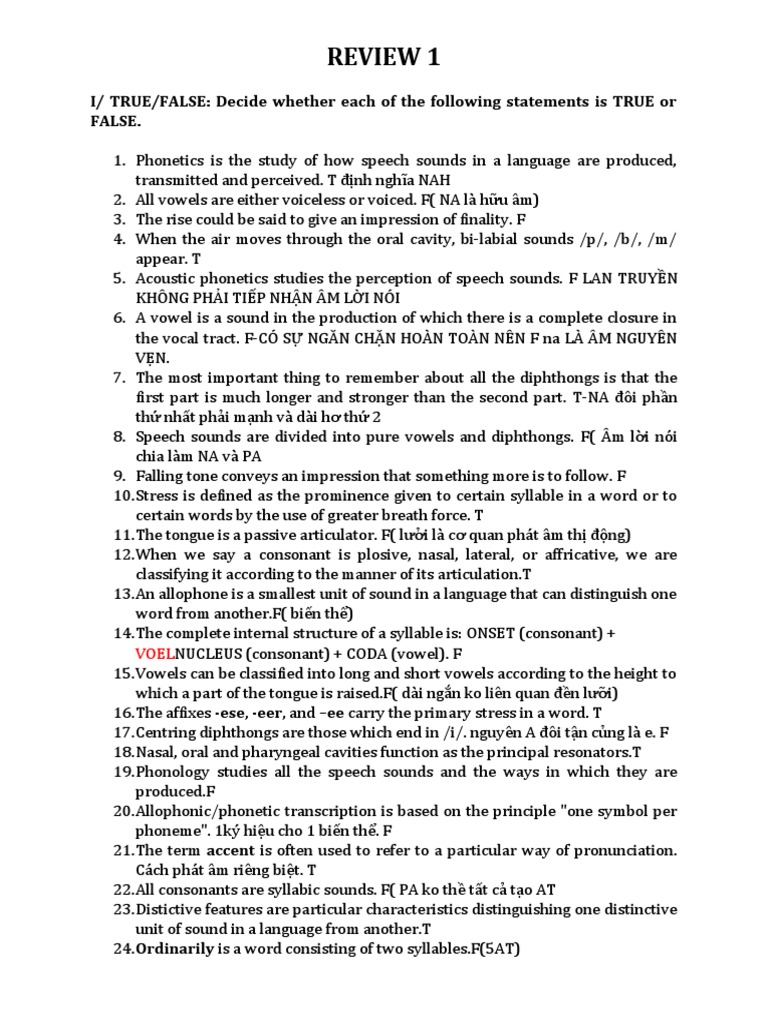 Phonetics and Phonology Quiz Review | PDF | Vowel | Consonant