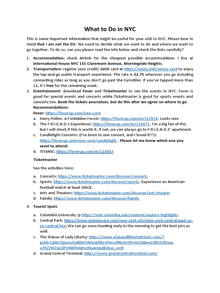 What To Do in NYC | PDF