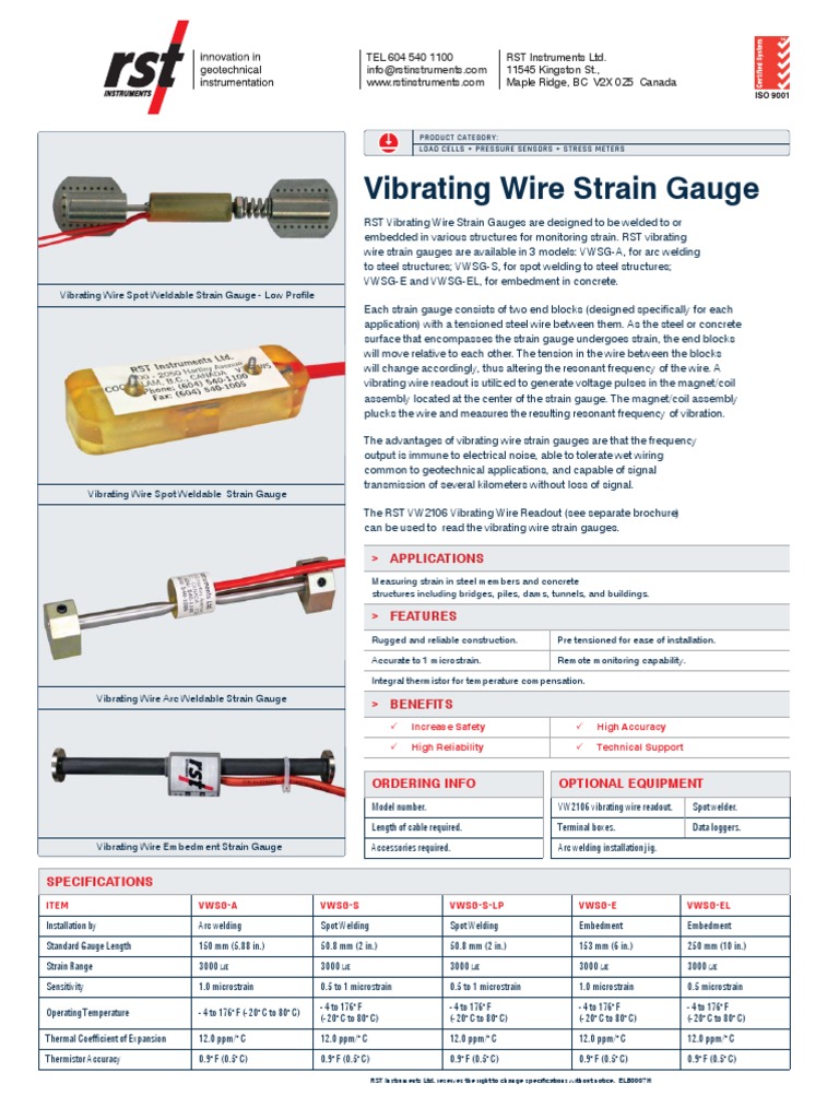 Vibrating Wire Strain Gauge ELB0007H | PDF | Welding | Construction