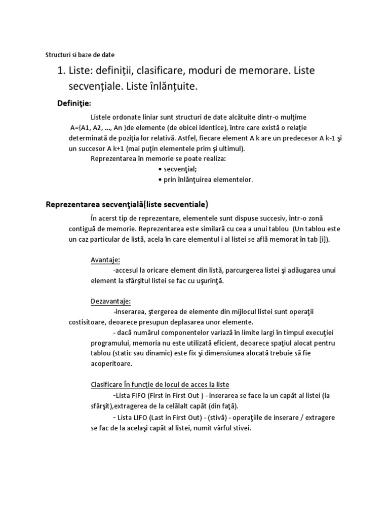 Structuri Si Baze de Date | PDF