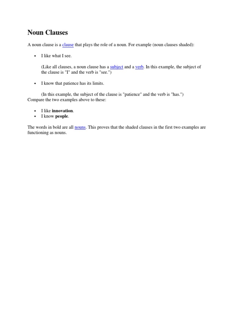 Noun Clauses Review | Download Free PDF | Clause | Noun