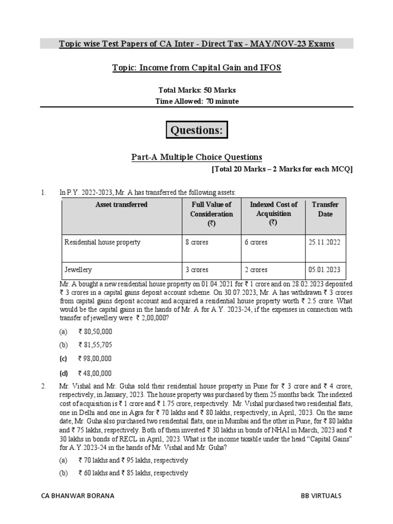 Capital Gain & IFOS - Paper | Download Free PDF | Capital Gains Tax | Capital Gain