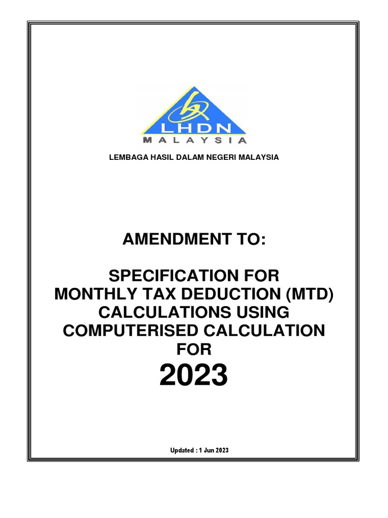 MTD Calculation Guidelines 2023 | PDF | Employee Benefits | Tax Deduction