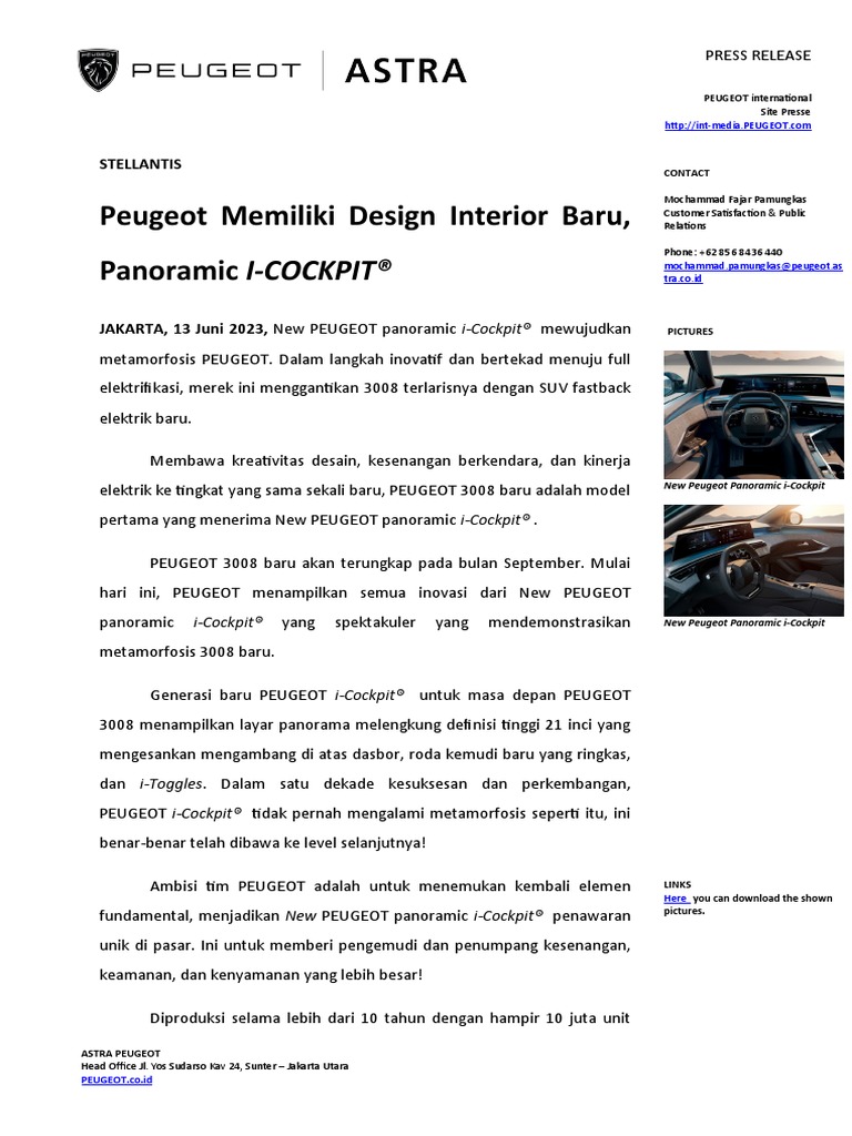 Press Release - STELLANTIS - Peugeot Memiliki Design Interior Baru ...