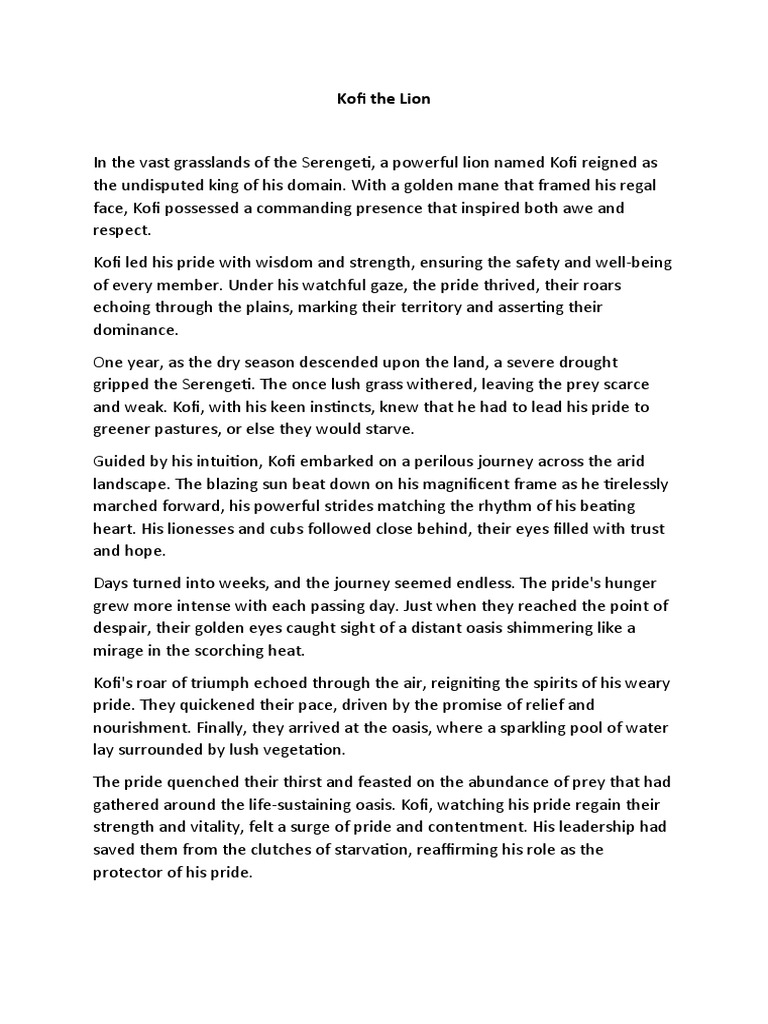 Kofi The Lion. | PDF
