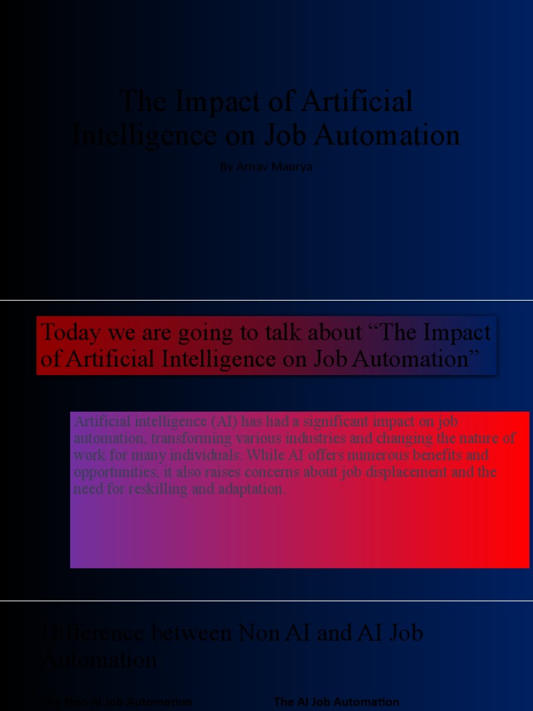 The Impact of Artificial Intelligence On Job Automation | PDF