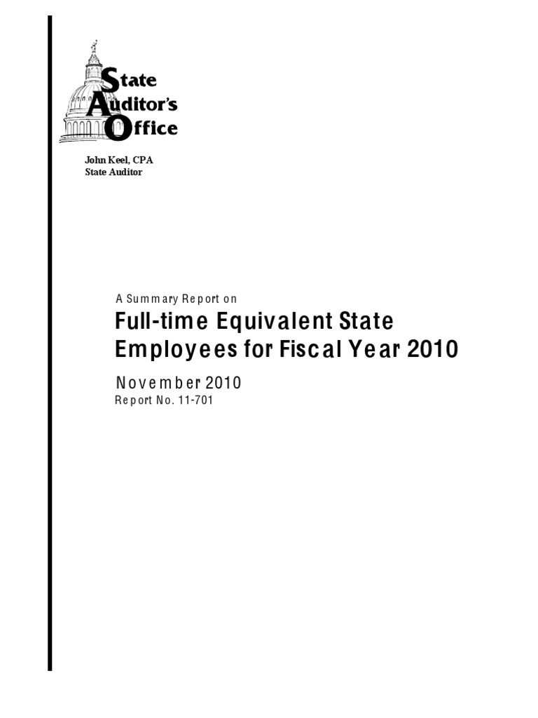 Texas State Auditor's Report Counting Employees For State of Texas, Nov ...