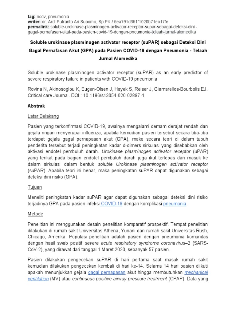 Artikel TJ suPAR - Revisi Ketiga Dr. Ardi SPPK | PDF