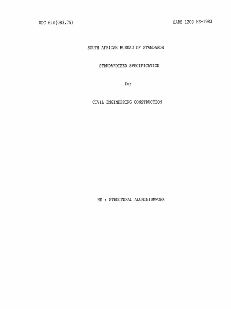 SANS 1200 Specification for Aluminiumwork | PDF | Screw | Engineering ...