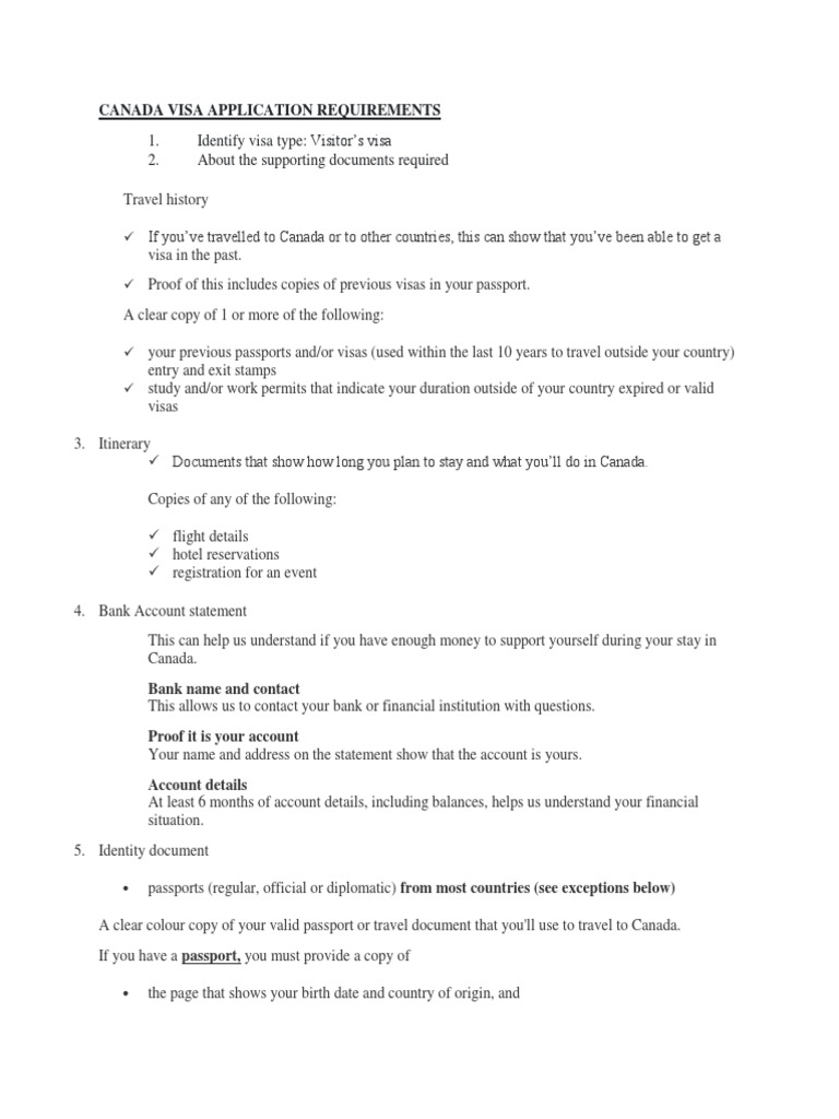 Canada Visa Application Requirements | PDF | Travel Visa | Passport