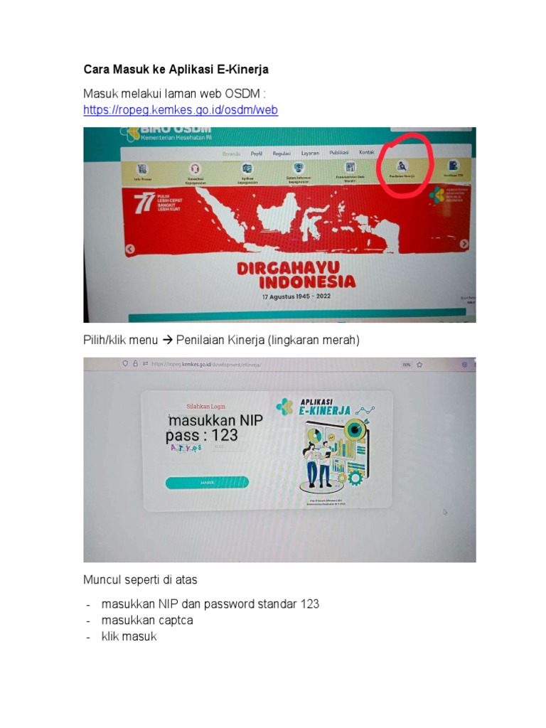 Cara Login Ke Aplikasi E-Kinerja | PDF