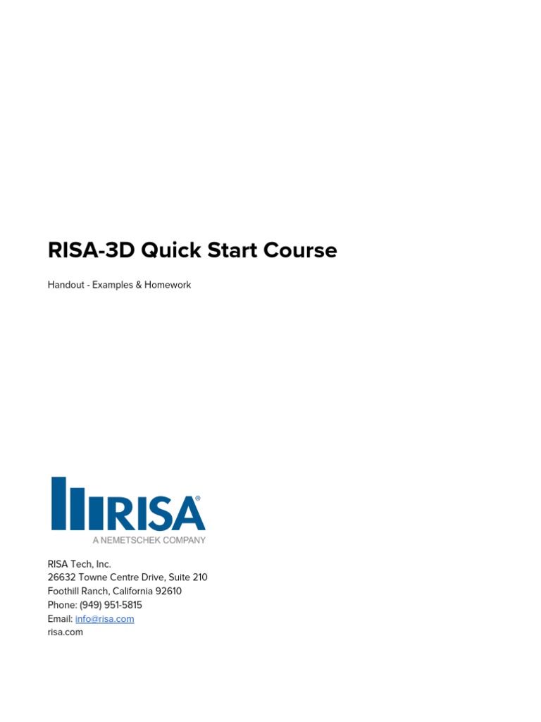 RISA-3D Quick Start Handout | PDF | Truss | Beam (Structure)